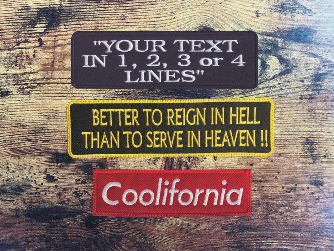 Personalized Embroidered Name Tag Large Rectangular Patch From 4" to 11 ...