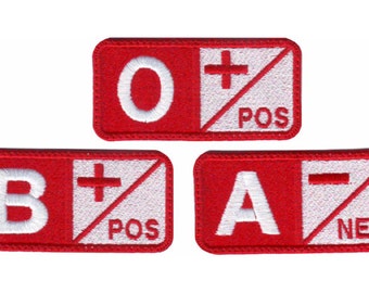 Red Blood Type Iron on Patch Embroidered Patch Medical Patch Patches ...