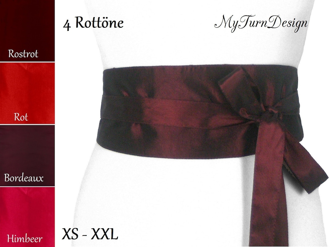 Obi, Waist Belt, Tie Belt, Wide Belt, Festive, Red, Burgundy Red, Dark ...