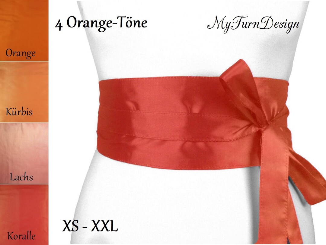 Tie Belt, Waist Belt, Wide Belt, Festive, Red-orange, Obi Coral, Obi ...