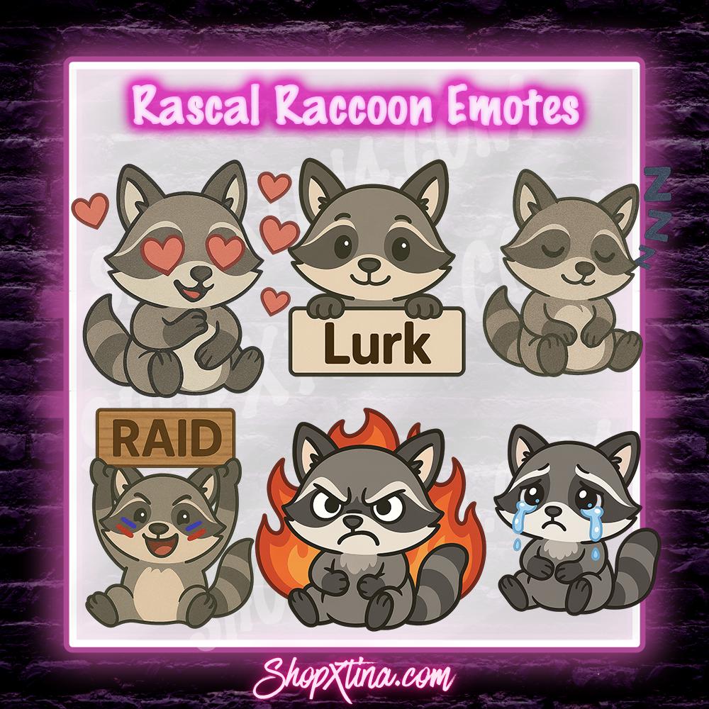 Rascal Raccoon Emote Set: Twitch, Discord, Youtube Stream Emotes - Etsy