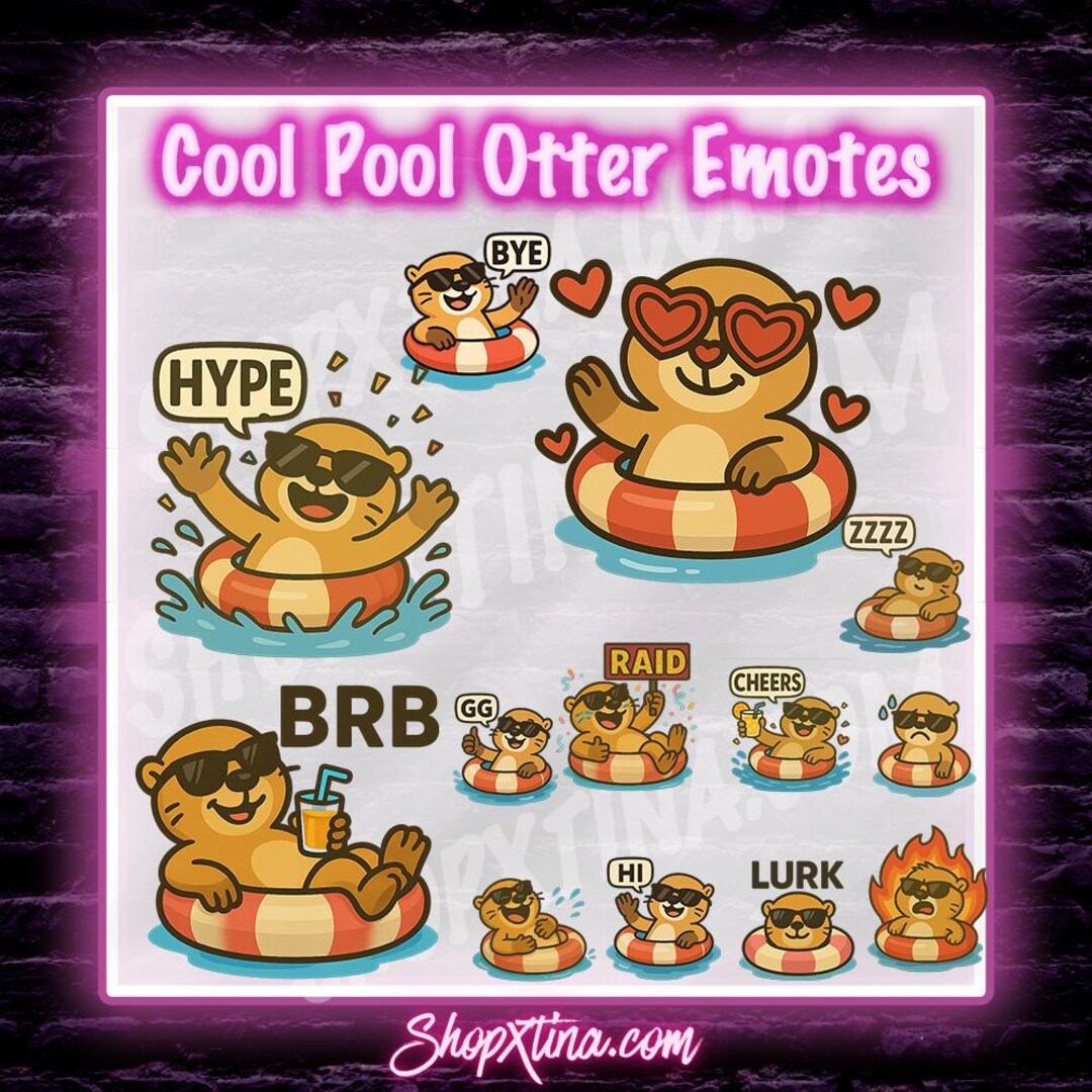 13 Summer Otter Pool Party Emotes | Discord, Twitch, Youtube, OBS ...
