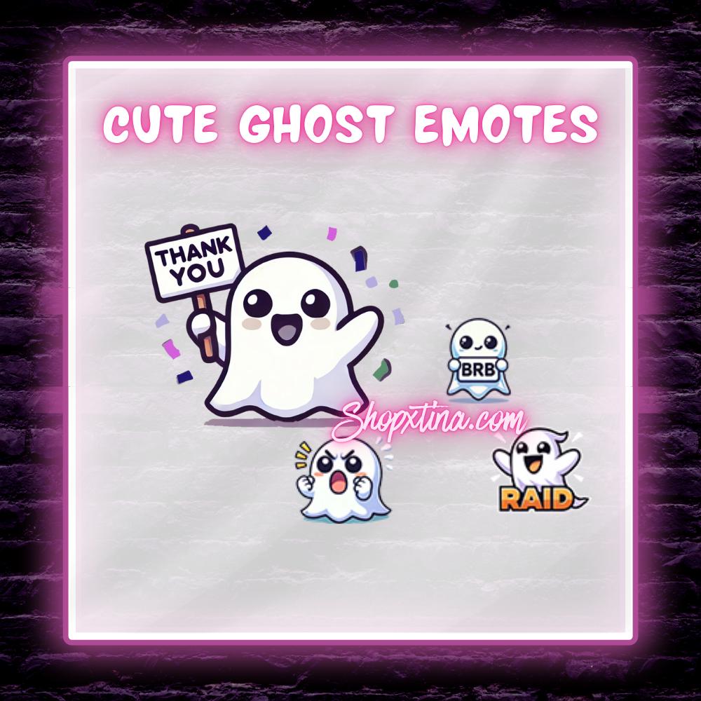 Halloween Ghost Emote Set of 10 for Twitch & Discord –cute Ghost Emotes ...