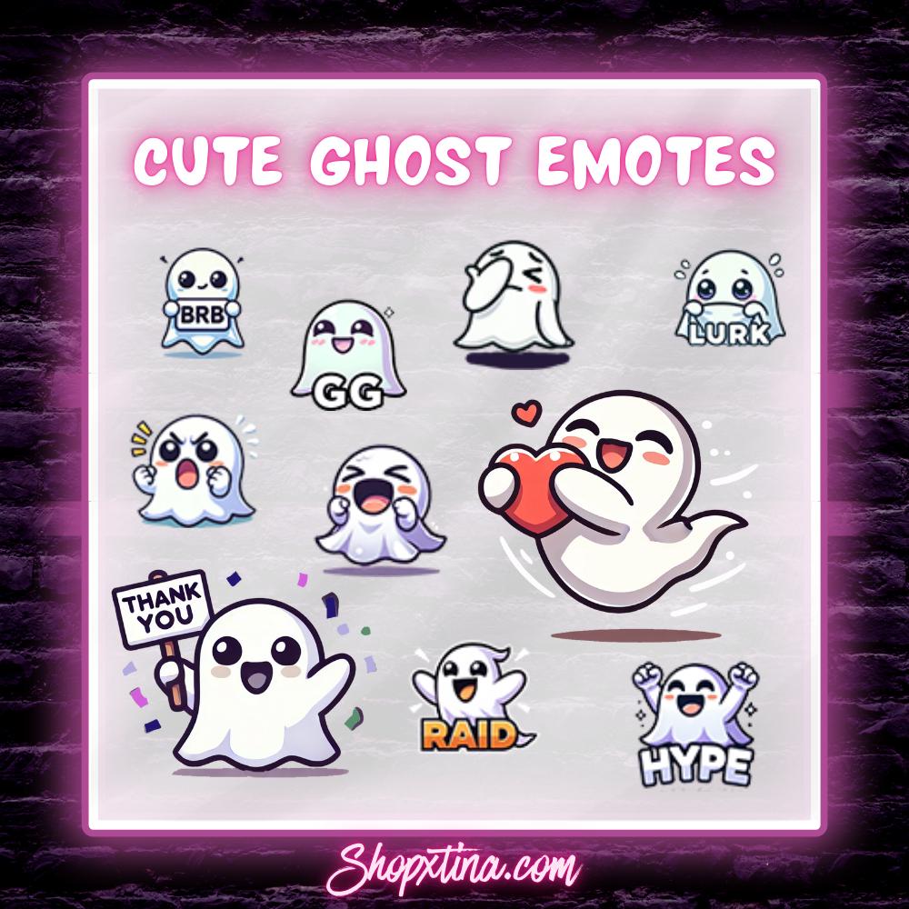 Halloween Ghost Emote Set of 10 for Twitch & Discord –cute Ghost Emotes ...
