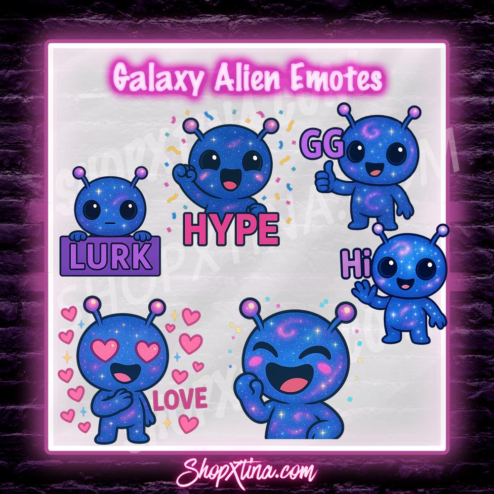 Galaxy Alien Twitch Emotes: Hype, Love, Raid & More (13 PNG Set) - Etsy