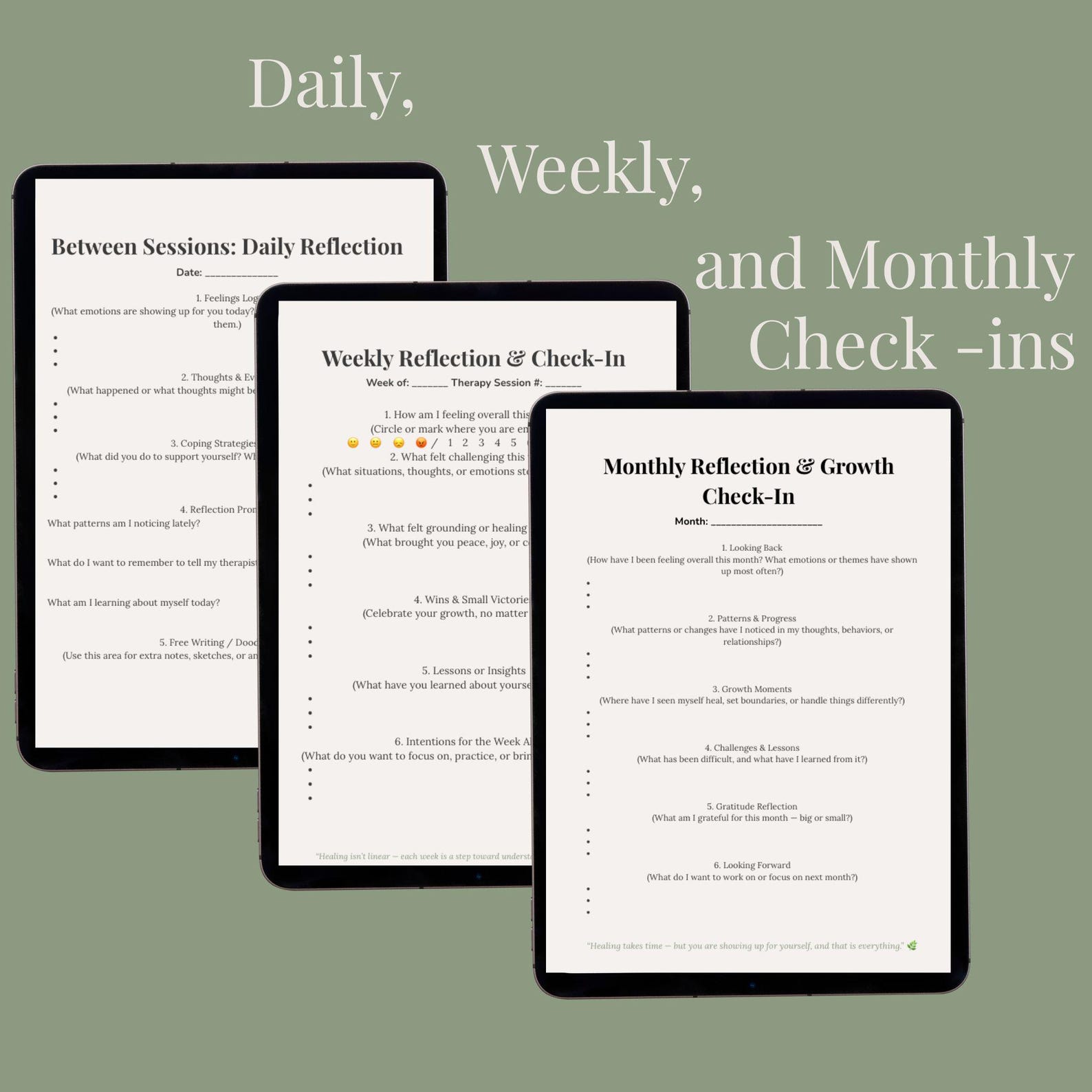 Therapy Notes and Reflection Journal | Wellness and Self-care Planner ...