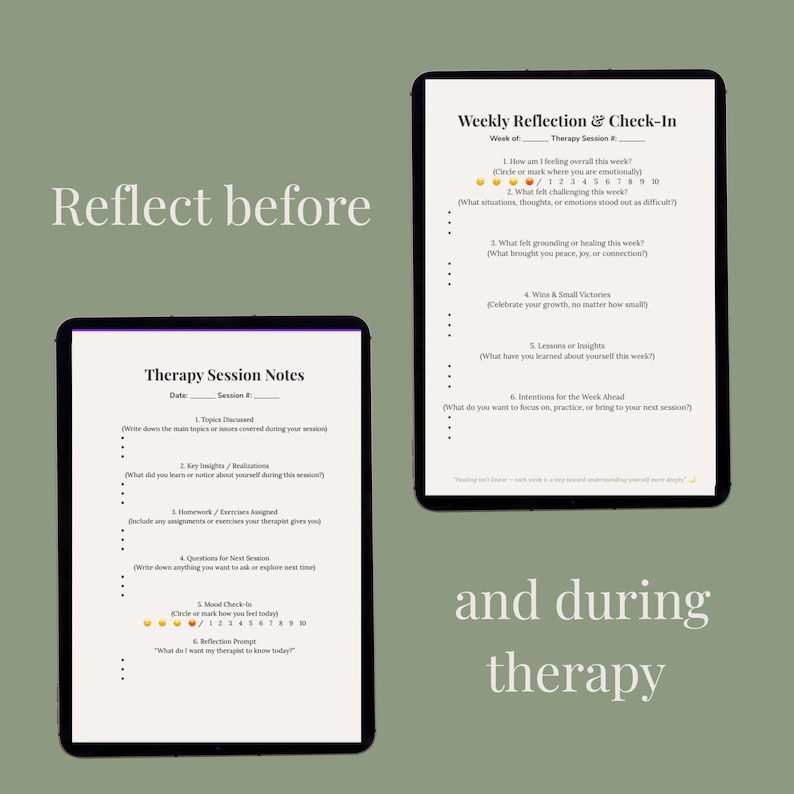 Therapy Notes and Reflection Journal | Wellness and Self-care Planner ...