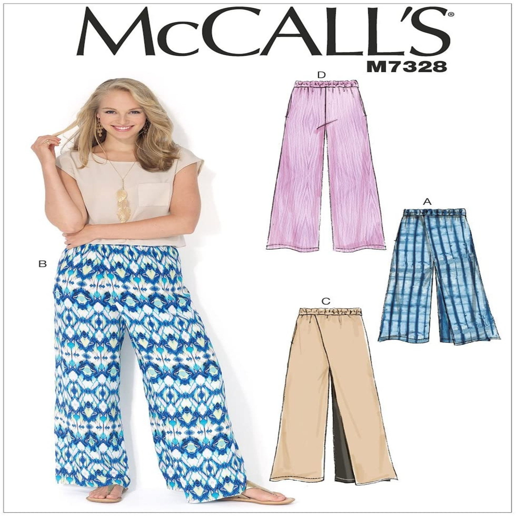 Mccall's Patterns M7328 Misses' Wide-leg Pants, ZZ (16-18, 20-22, 24-26 ...