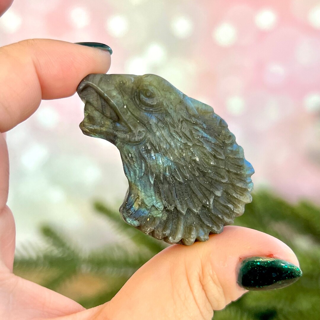 Bald Eagle Crystal Talisman - Labradorite Carved Stone Cabochon ...