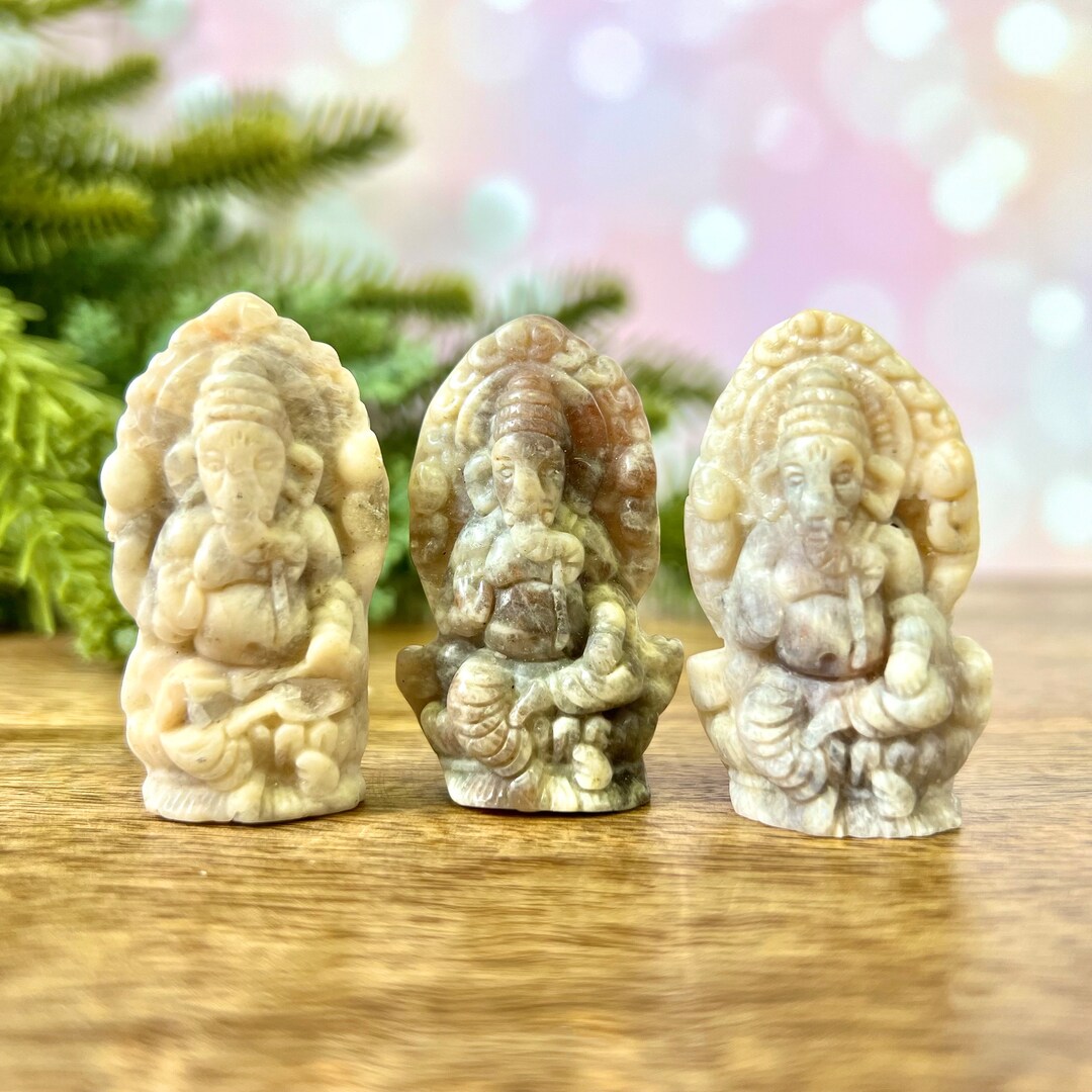 Lord Ganesha Belomorite Crystal Carving Sunstone in Moonstone Carved ...