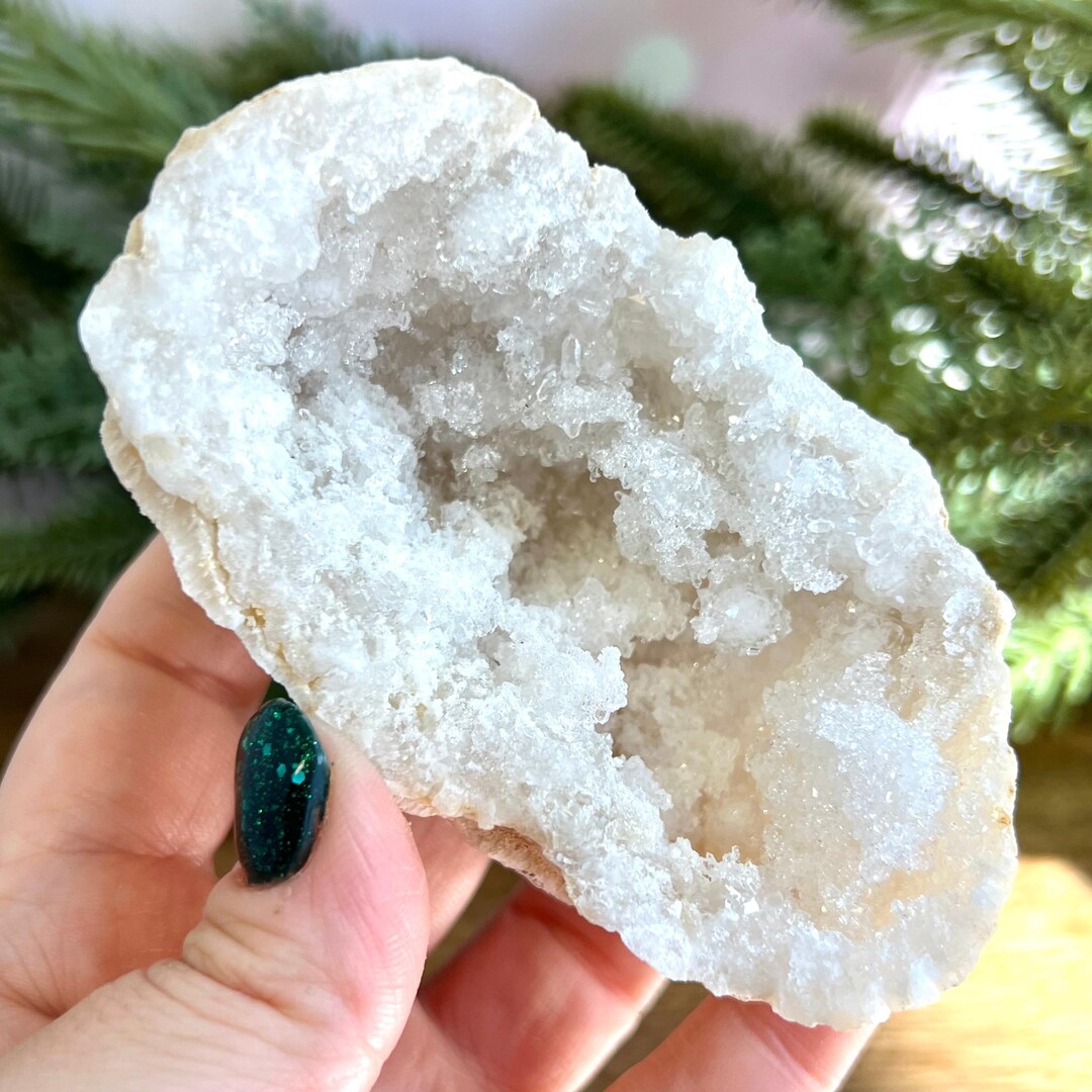 Sugar Geode Quartz Crystal Mineral Specimen, Druzy White Gemstone for ...