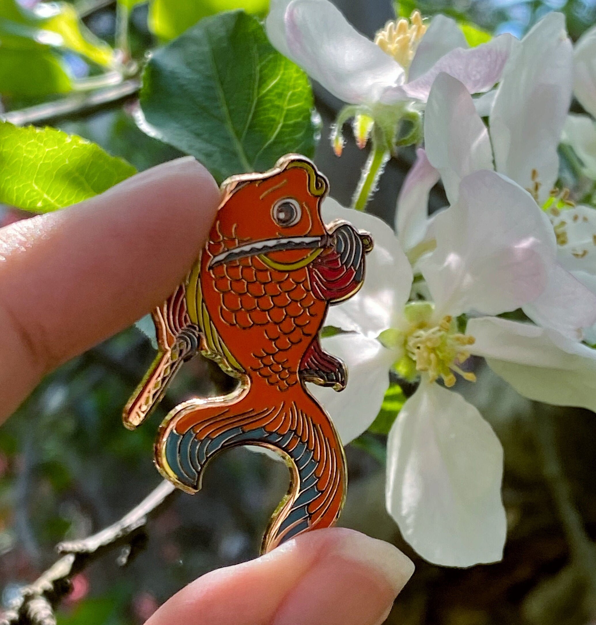 Gold Fish Samurai Enamel Pin_gold Fish_enamel | Etsy