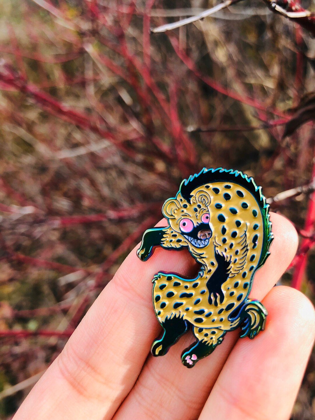 Rainbow Metal Hyena Enamel Pin - Etsy