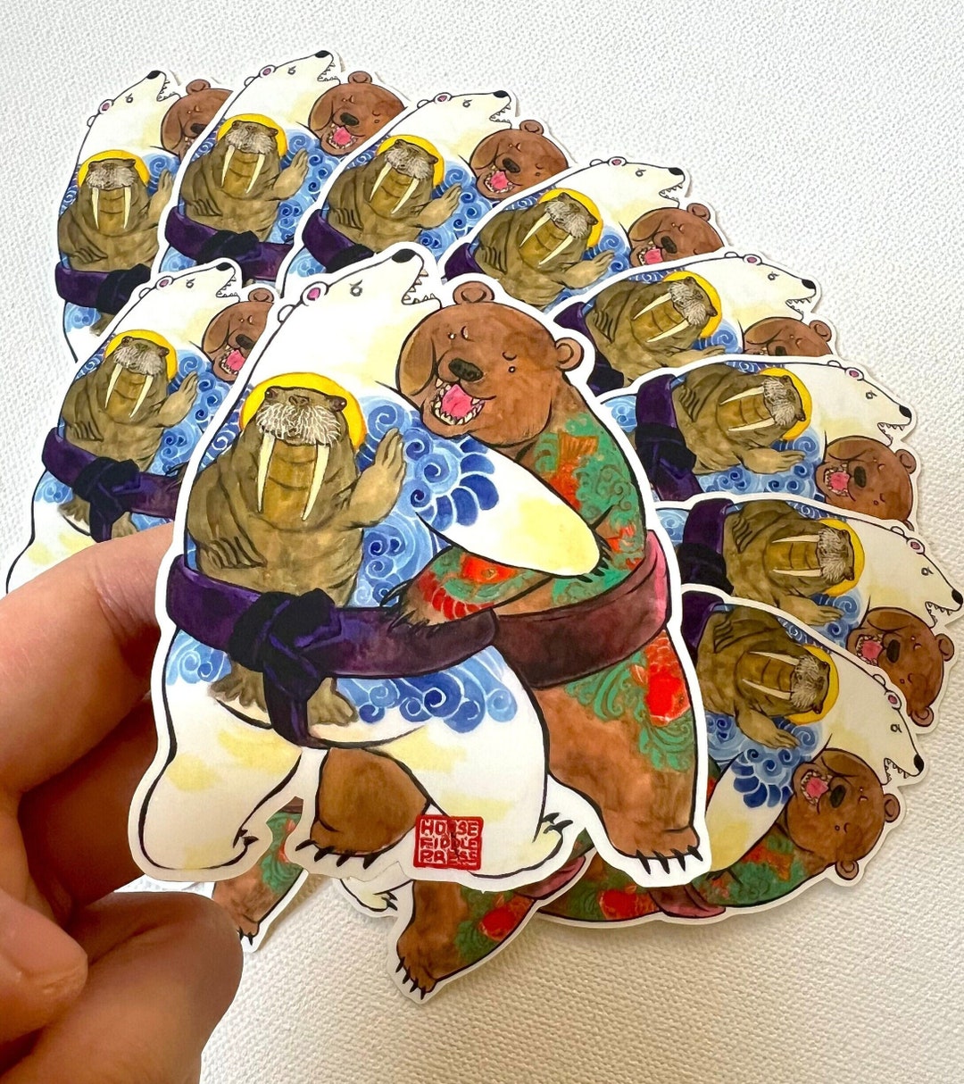 Bear_sumo_wrestling_vinyl_sticker_wrestler_polarbear_grizzly_bearart ...