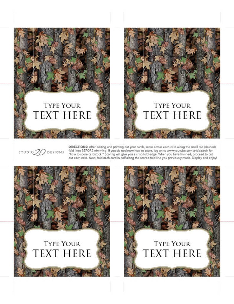 Instant Download Camo Food Labels DIY Editable Food Labels | Etsy