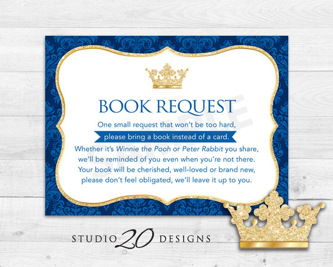 Instant Download Blue Prince Book Request, Blue Gold Crown Book in Lieu ...