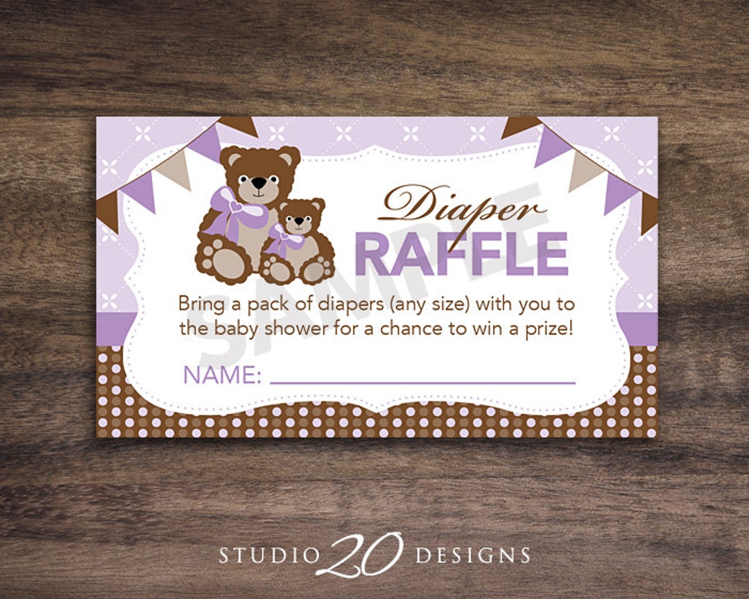 Instant Download Teddy Bear Baby Shower Diaper Raffle Game Cards ...