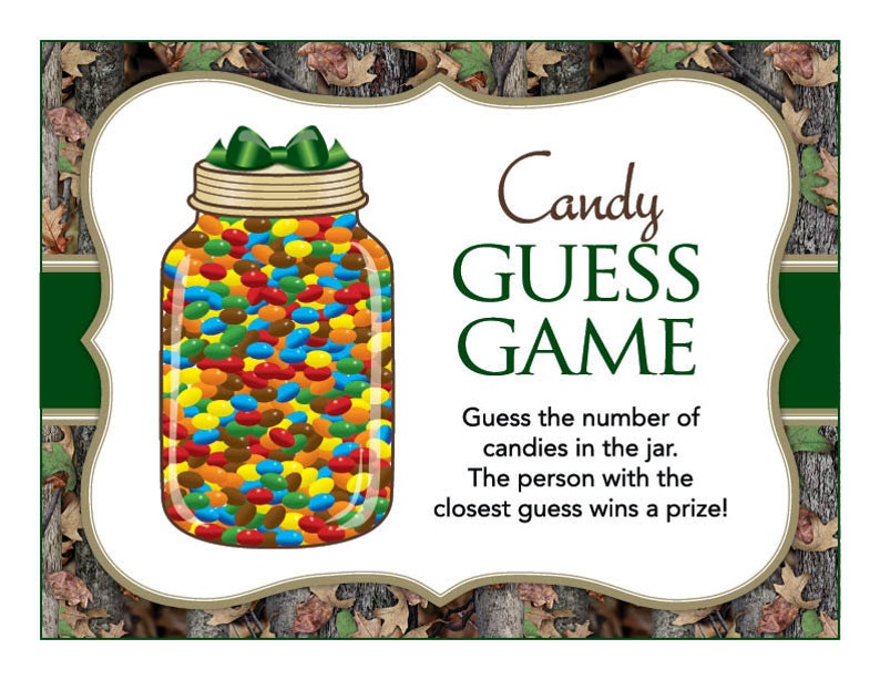 Instant Download Green Camo Candy Guessing Game Realistic | Etsy