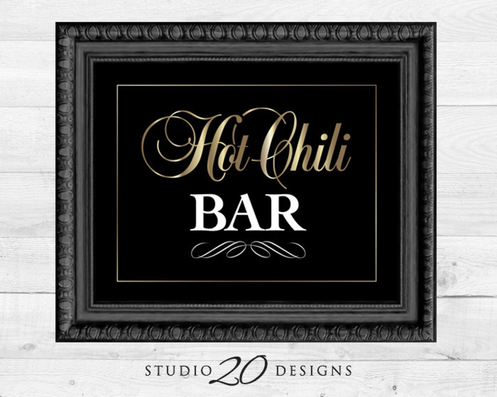 Instant Download 8x10 Hot Chili Bar Sign Printable Black Gold - Etsy