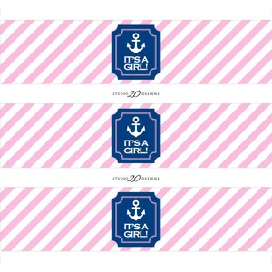 Instant Download Pink Nautical Bottle Labels, Printable Nautical Water ...