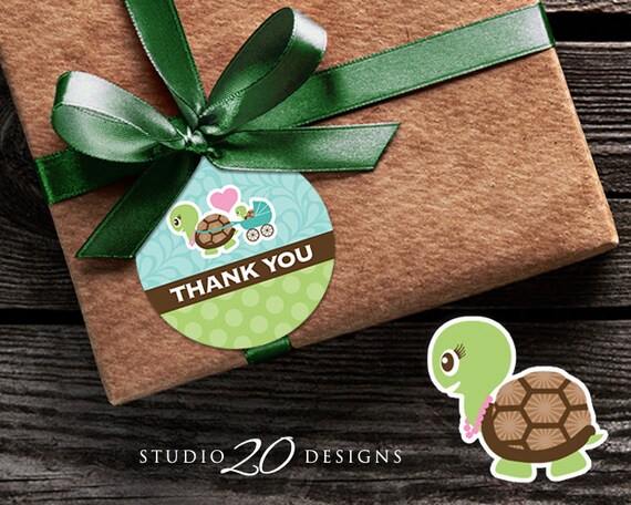 Instant Download Turtle Thank You Tags Printable Green Turtle - Etsy