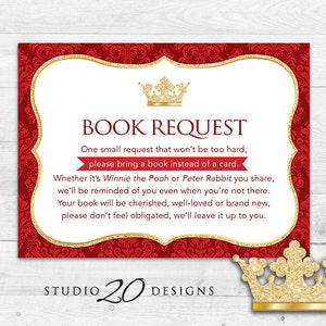 Instant Download Royal Red Prince or Princess Book Request, Gold Crown ...