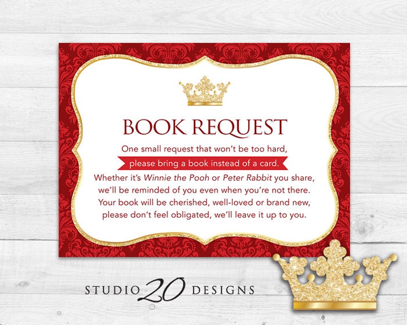 Instant Download Royal Red Prince or Princess Book Request - Etsy