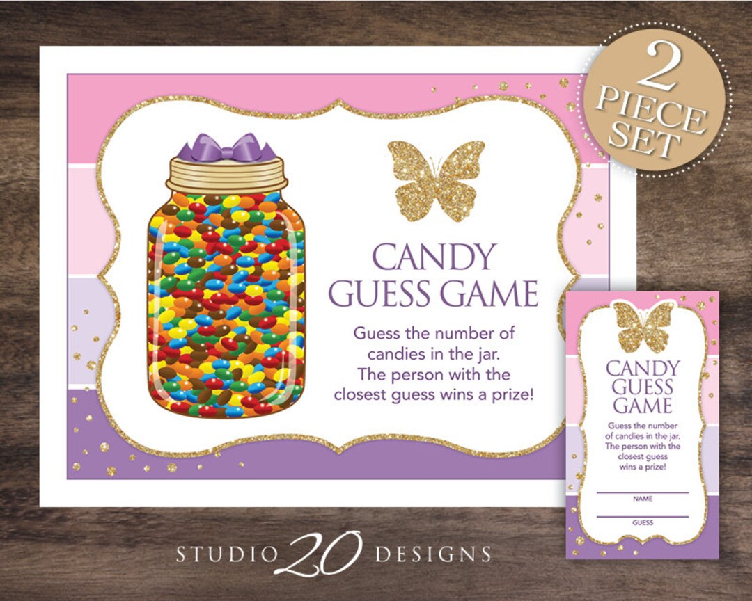 Instant Download Pink Purple Butterfly Candy Guessing Game, Gold ...