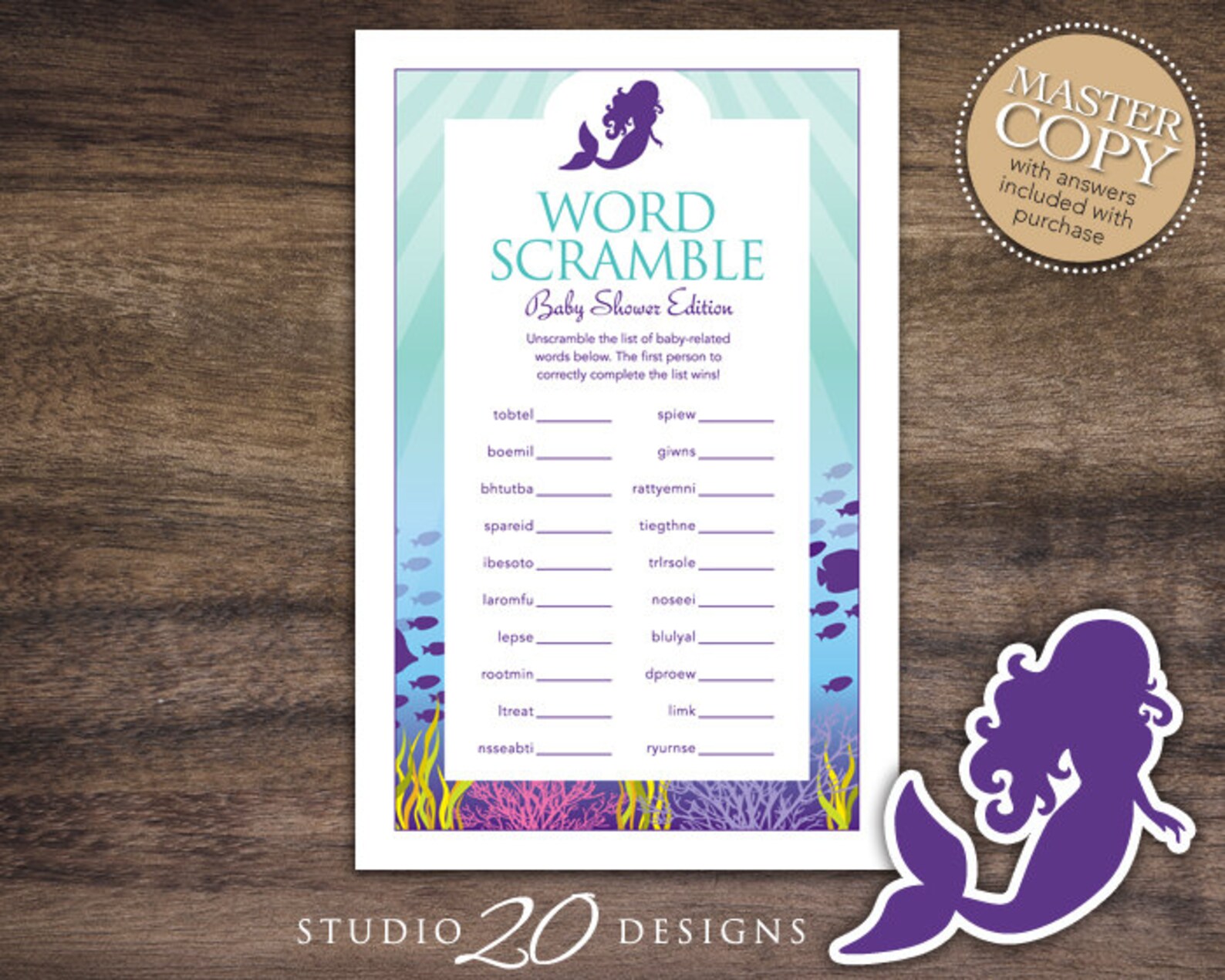 Instant Download Little Mermaid Baby Word Scramble Game Under - Etsy