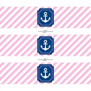 Instant Download Pink Nautical Bottle Labels, Printable Nautical Water ...