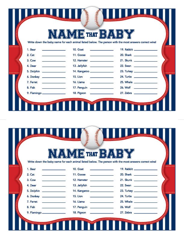 Instant Download Baseball Name That Baby Game Blue Red - Etsy Canada