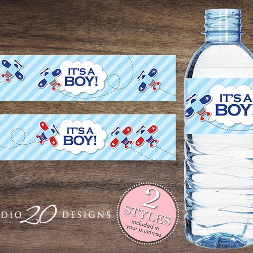 Airplane Water Bottle Labels Printable Water Bottle Labels | Etsy