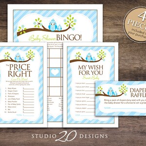 Instant Download Blue Owl Baby Shower Games Pack, Printable Boy Owl ...