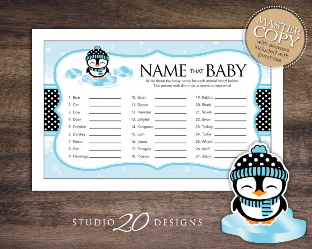 Instant Download Penguin Baby Shower Name That Baby Game - Etsy