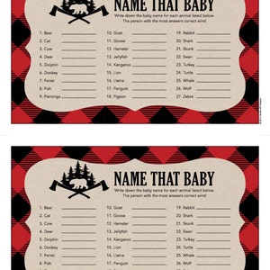 Instant Download Buffalo Plaid Name That Baby Game, Black Red ...