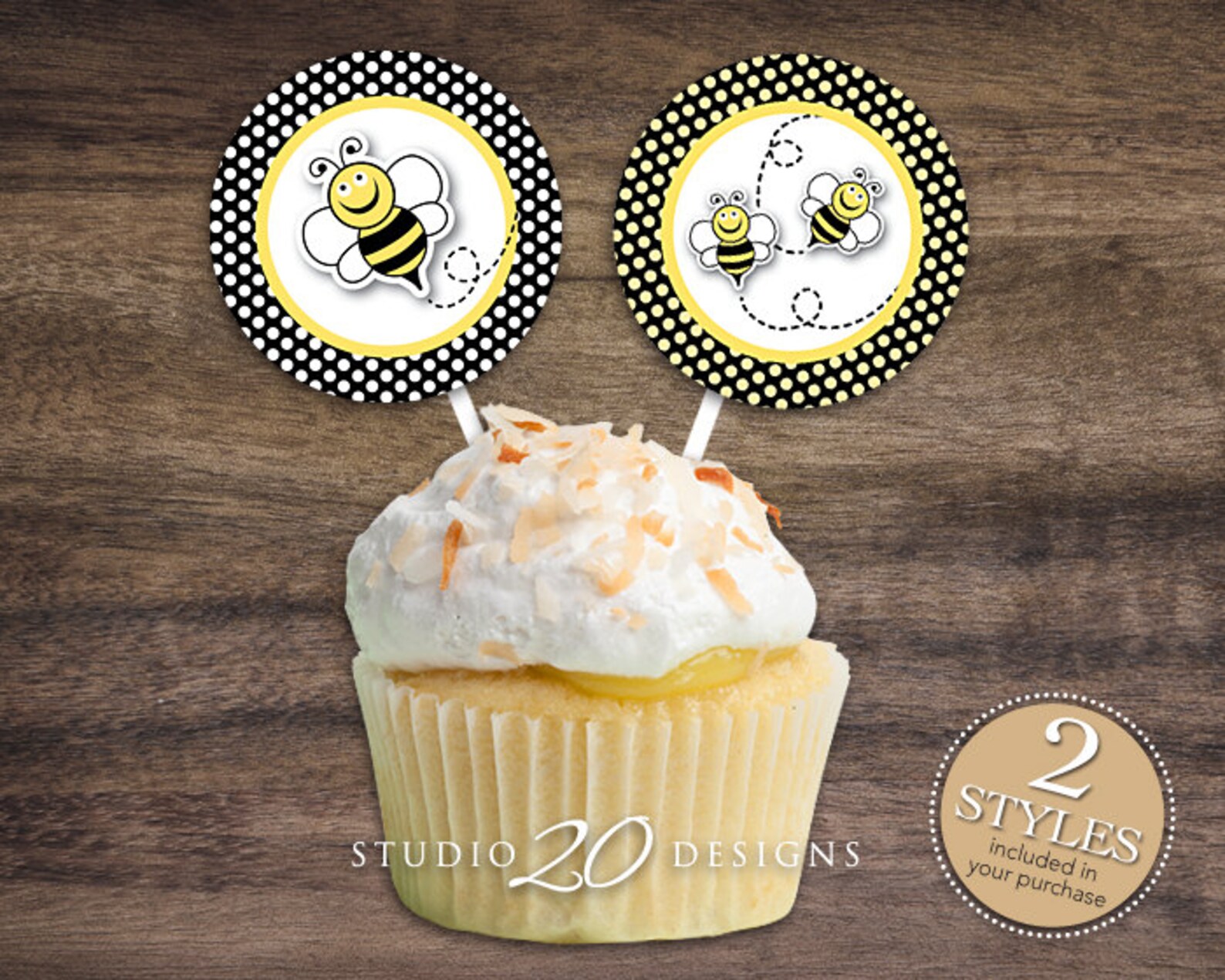 Instant Download 2 Bee Cupcake Toppers Printable - Etsy