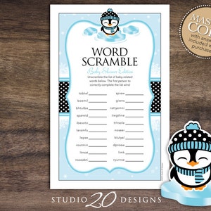 Instant Download Penguin Baby Word Scramble Game, Black Blue Penguin ...