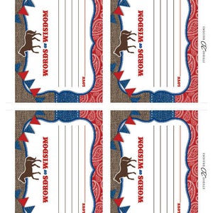 Instant Download Country Western Advice Cards Printable Blue - Etsy