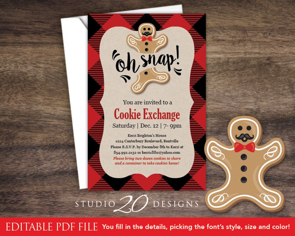 Instant Download Gingerbread Man Invitations Editable Pdf 4x6 - Etsy