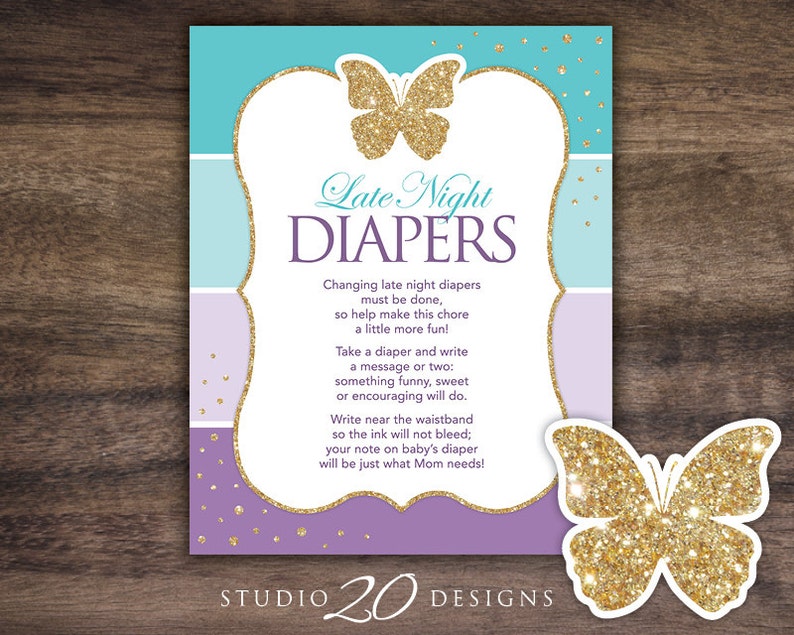 Instant Download Teal Purple Butterfly Late Night Diapers - Etsy