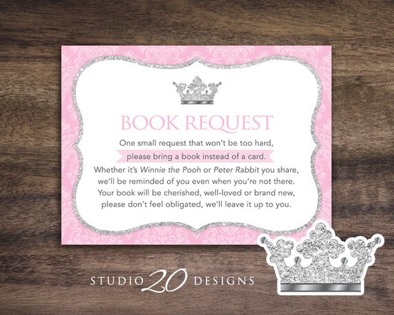 Instant Download Pink Princess Book Request Pink Silver Crown | Etsy