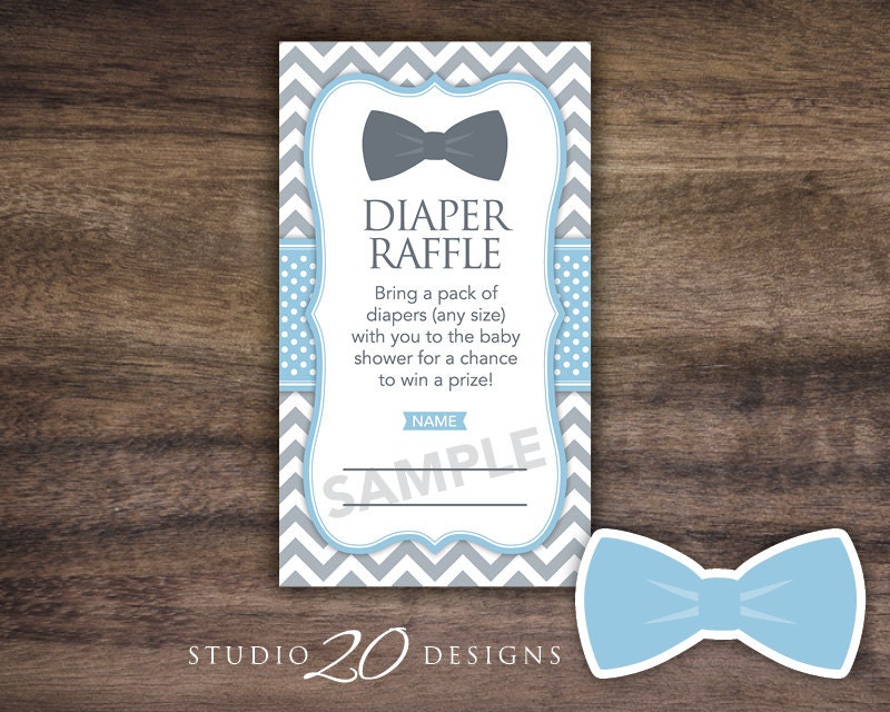 Instant Download Bow Tie Diaper Raffle Cards Printable Light | Etsy