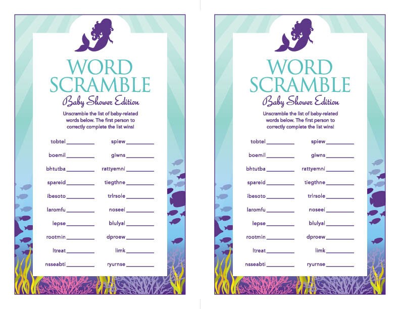 Instant Download Little Mermaid Baby Word Scramble Game Under - Etsy