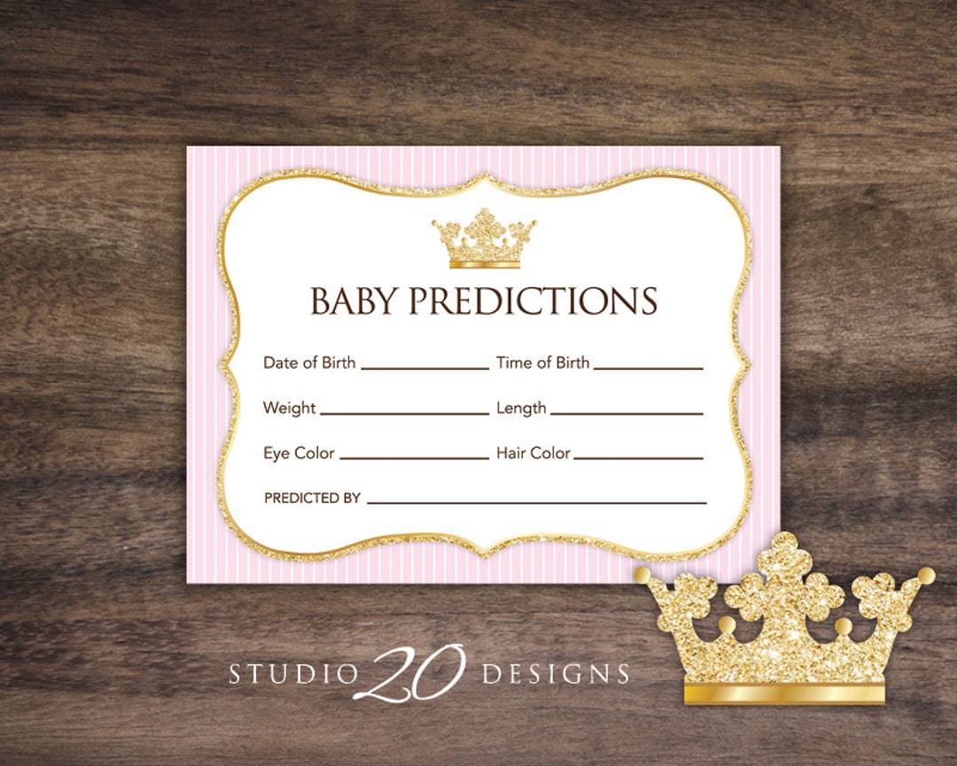 Instant Download Pink Princess Prediction for Baby Cards, Printable ...