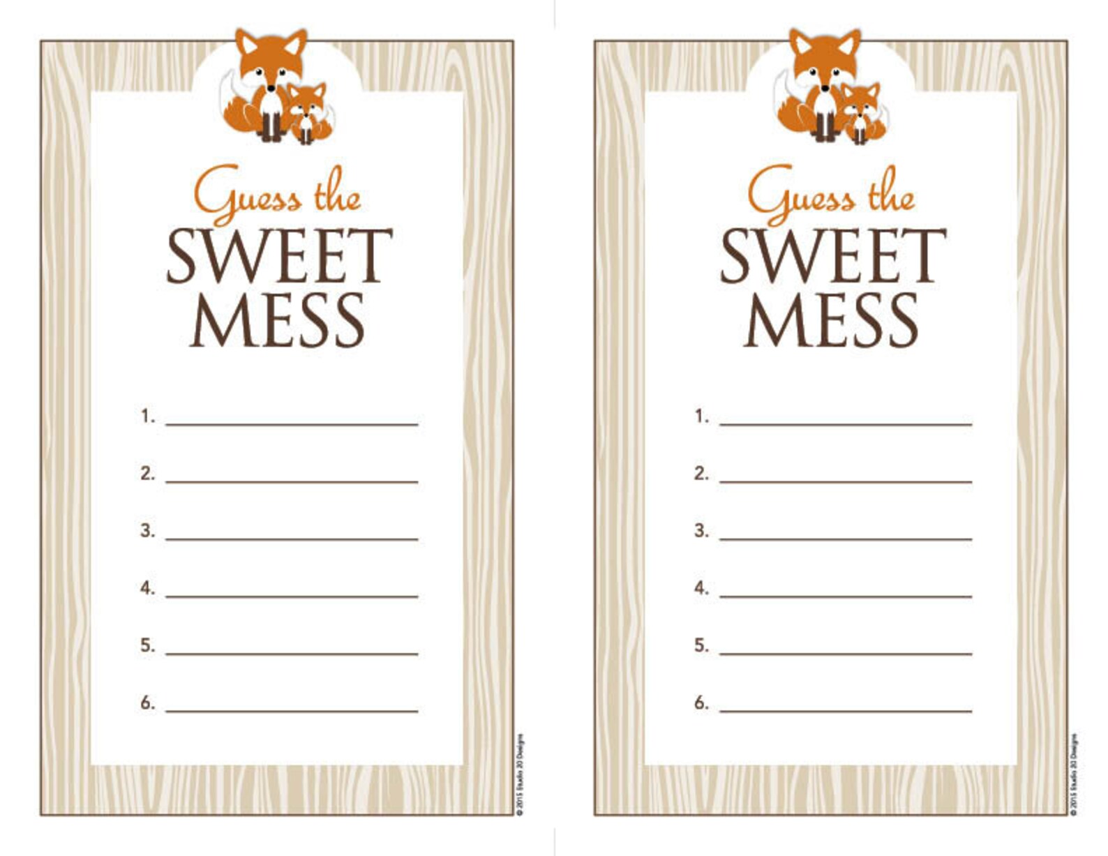 Instant Download Fox Guess the Sweet Mess Baby Shower Game - Etsy