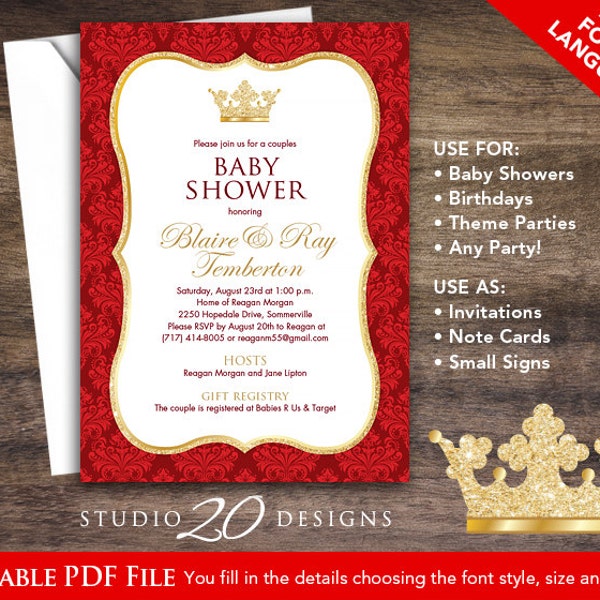 Red Royal Baby Shower Invitation - Etsy