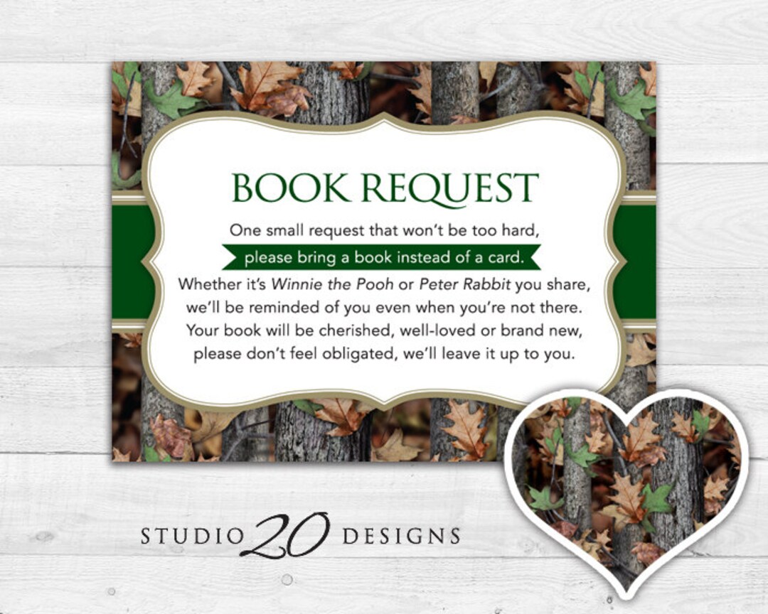 Instant Download Camo Book Request, Realistic Green Camouflage Book in ...