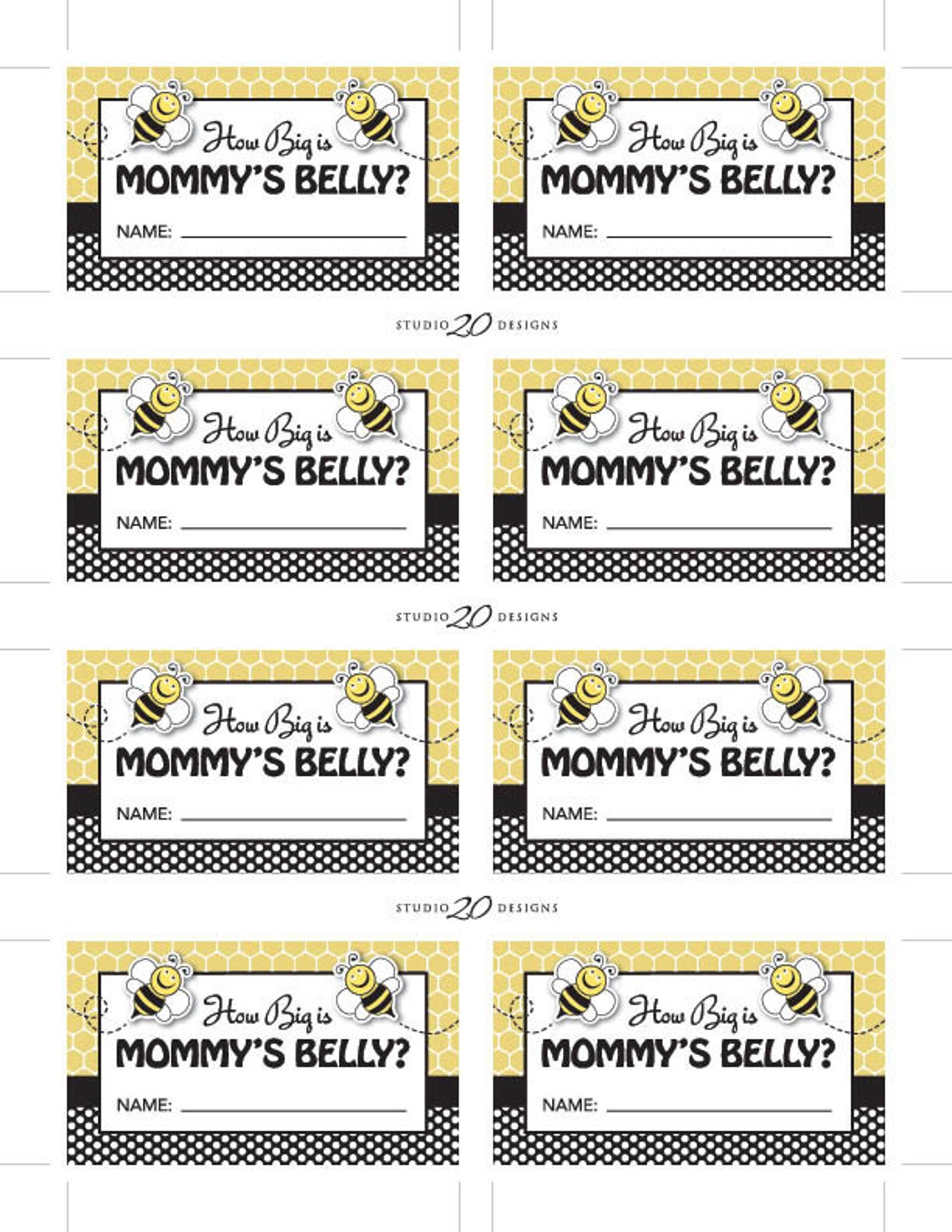 Instant Download Bee How Big is Mommy's Belly Baby Shower - Etsy