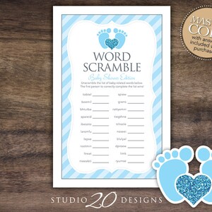 Instant Download Footprint Word Scramble Baby Shower Game, Printable ...