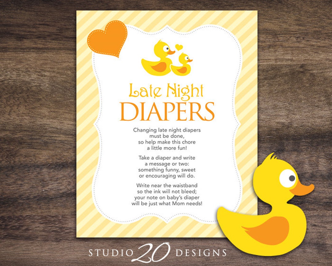 Instant Download Duck Late Night Diapers, 8x10 Yellow Rubber Duckie ...